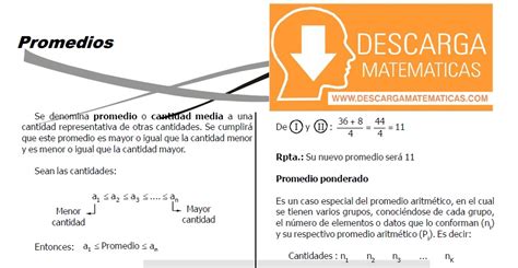 Descarga TeorÍa Y Ejercicios De Promedios Segundo De Secundaria