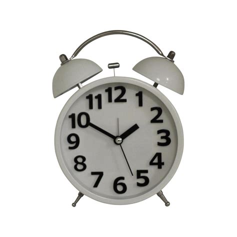 Round Metal 16cm Alarm Clock Bedside Analogue White Bunnings Australia