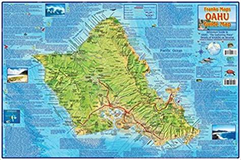 Oahu Hawaii Adventure Map Franko Maps Laminated Poster Oahu Hawaii
