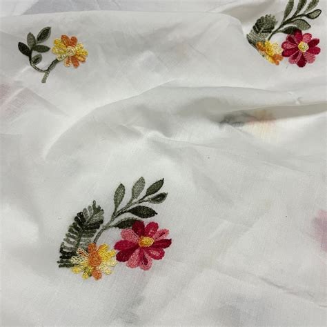 Floral Cotton Fabric Embroidered Colorful Floral Fabric Cotton Fabric
