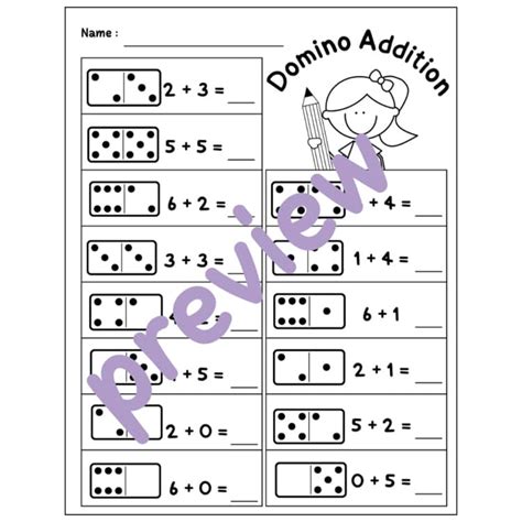 Domino Addition Worksheets Kindergarten Math Activities By Pim Paper