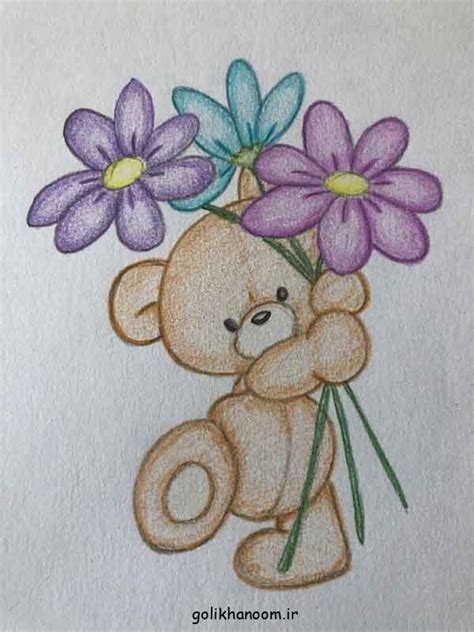 نقاشی خرس 2024؛ با طرح های کودکانه آسان و فانتزی سه سوته کپی کن و رنگ کن گلی خانوم