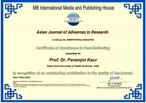 Peer Reviewing Dr Paramjot Kaur