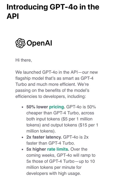 Openai Have Started Communicating About The Gpt 4o Api Access 50 Lower Pricing 2x Faster