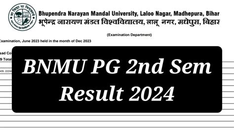 BNMU PG Nd Sem Result Session Bihar Study News