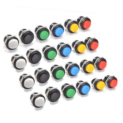 24pcs 16mm Momentary Push Button On Off Switch Assorted