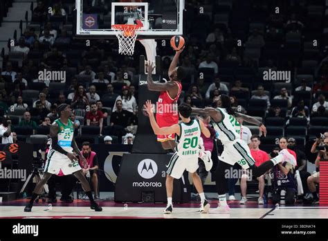 Olympiacos Moses Wright Goes For A Layup During The Euroleague Basketball Match For The Third