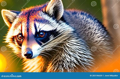 Beautiful And Realistic Raccoon Illustration Stock Illustration