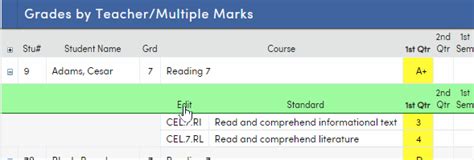 Secondary Standards Based Grade Reporting Teacher Portal Aeries