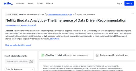 Citation Report Netflix Bigdata Analytics The Emergence Of Data Driven Recommendation