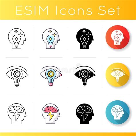 Innovative Thinking Icons Set Stock Vector Illustration Of Analysis