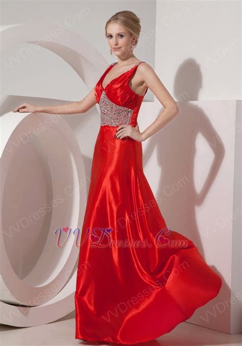 Classical Scarlet V Neck Evening Party Dresses Uk