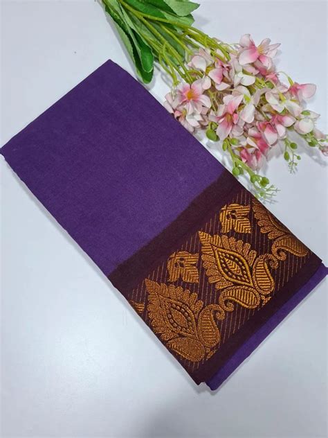 Pure Cotton Sungudi Plain Saree Without Blouse 55m At ₹ 650piece In