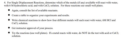Solved Reagent List 1 M Cucl2 Im Sroh2 Im Fecl3 Im Feso4