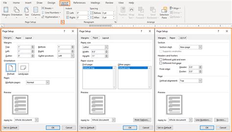 MS Word Using The Page Setup Dialog Box For Fluk Sake