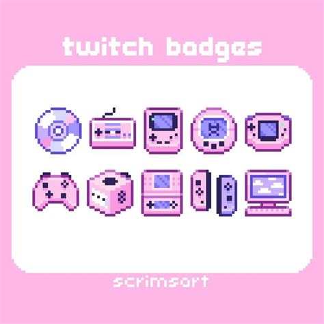 Pink Gaming Twitch Sub Badges Bit Badges Pixel Art Icon V