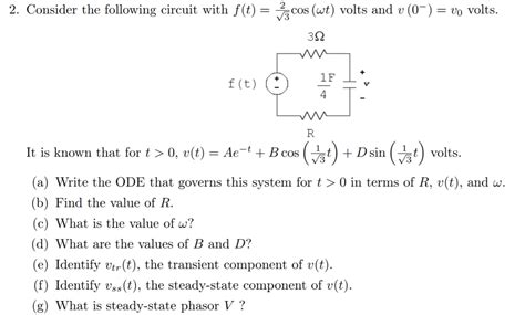 solved 2 consider the following circuit with f t cos
