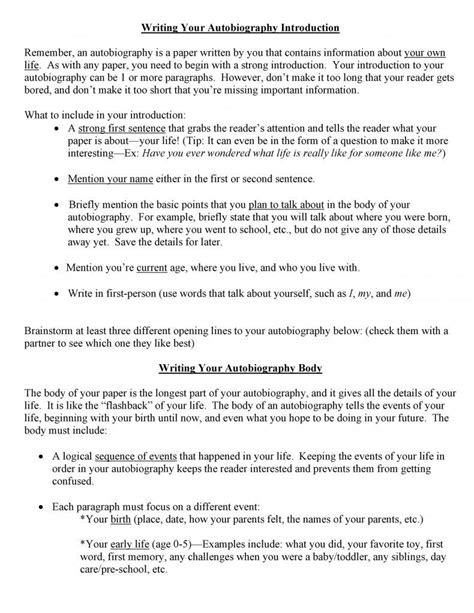 Download Autobiography Template 10 Autobiography Writing Book