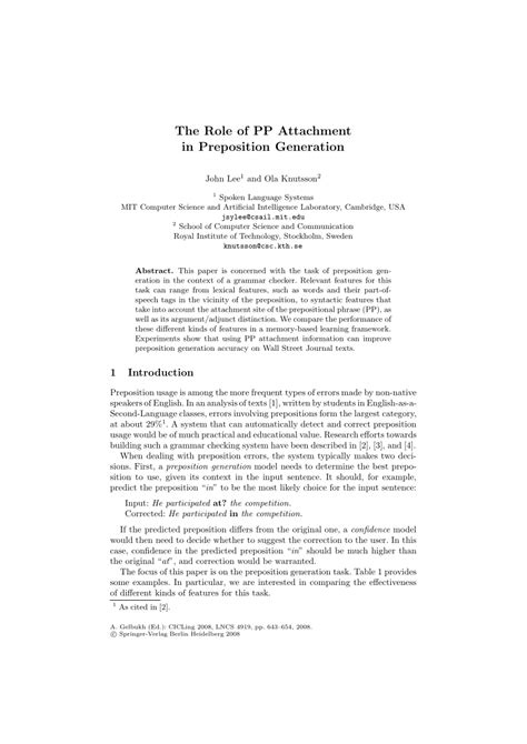 Pdf The Role Of Pp Attachment In Preposition Generation