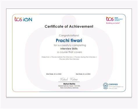Prachi Tiwari On Linkedin Tcs Certificate