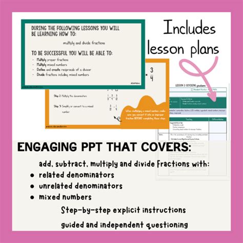 BUNDLE Multiply Divide Add And Subtract Fractions PowerPoint And Worksheets Teacher