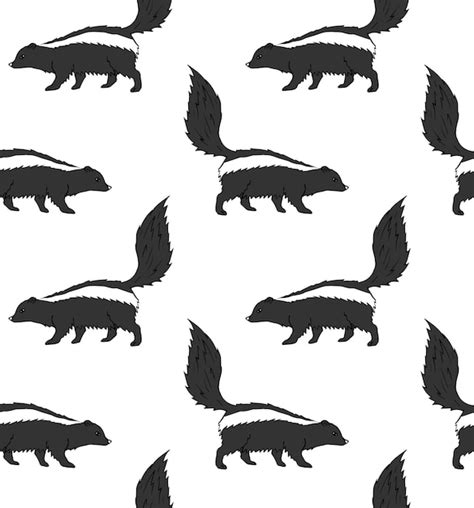Premium Vector Vector Seamless Pattern Of Hand Drawn Skunk