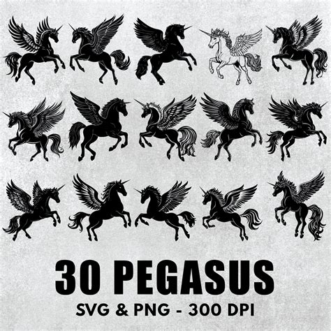Pegasus Svg Bundle Pegasus Silhouette Pegasus Clipart Pegasus Vector