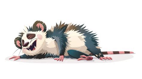 Um Personagem De Opossum Jogando Morto Em Uma Ilustração De Desenho