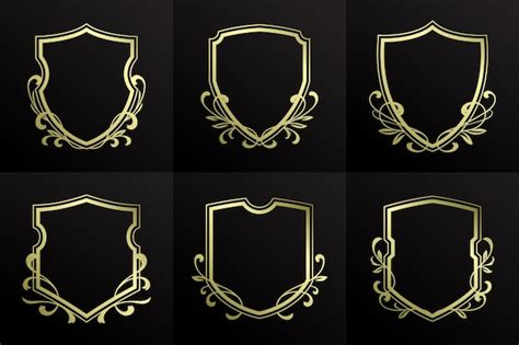Premium Vector Golden Vintage Shield Frame Vector Template