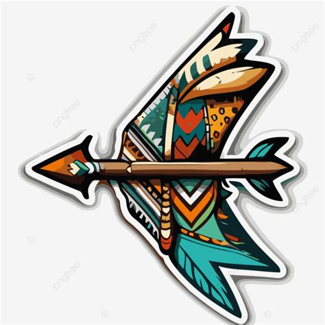Decal Depicting An Arrow With Colors And Feathers Clipart Vector Sticker Design With Cartoon