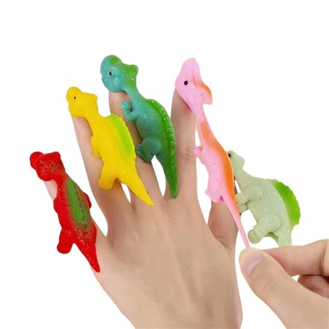Stress Relief Sticky Tpr Flying Dinosaur Catapult Fidget Finger Flick