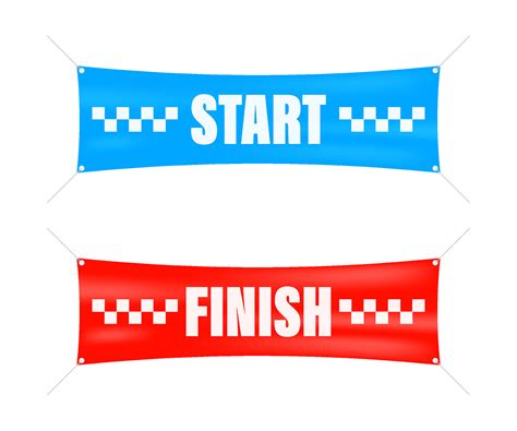 Start Finish Winner Banner Flat Line Cartoon Vector Illustration