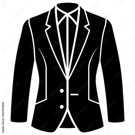 Blezer For Man Black Silhouette Vector Simple Silhouette Design Vector Icon With White