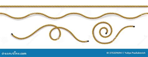 Rope String Realistic Jute Cord Hemp Twisted Rope Isolated On White Background Vector
