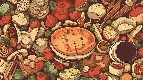 Food Gourmet Pizza Background Pizza Cartoon Food Background Image