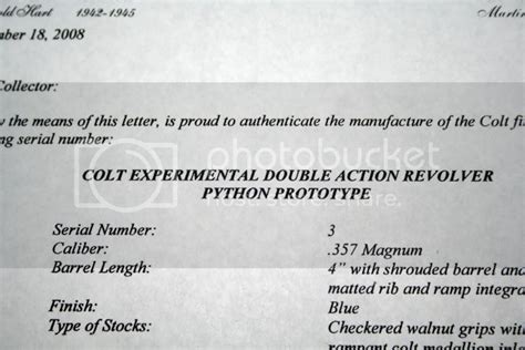 Colt Python Experimental Prototype Serial Number Colt Forum