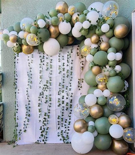 125pcs Diy Sage Green Balloon Garland Kit Olive Green White Gold