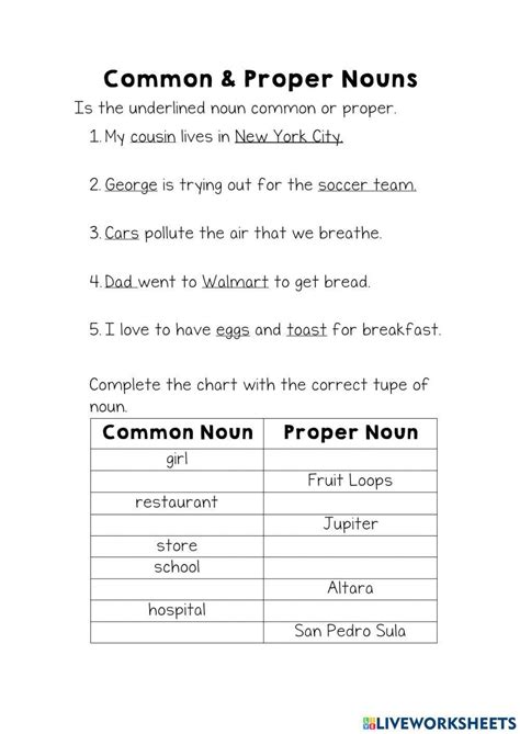 Proper Noun Worksheet