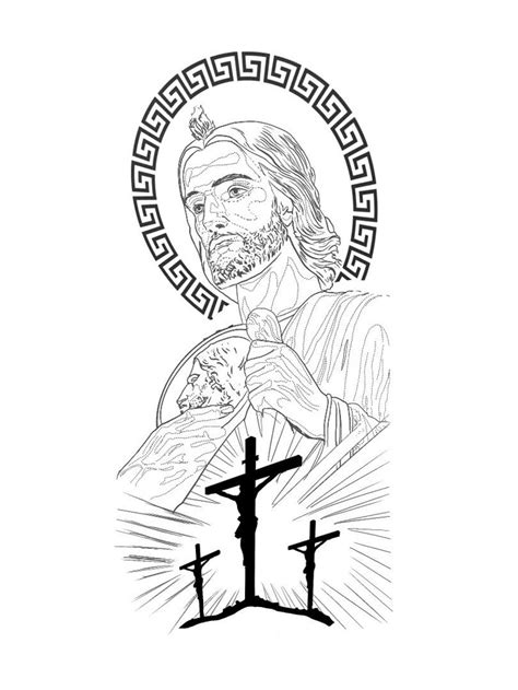 St Judas Drawing Saint Jude Outline San Judas Tattoo Stencil Tatoo