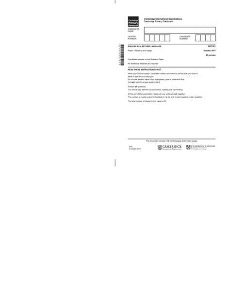 04 Print Esl Paper 1 Pdf English As A Second Or Foreign Language