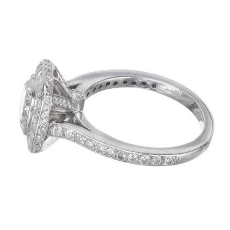 Gia Certified 151 Carat Diamond Halo Platinum Engagement Ring For Sale
