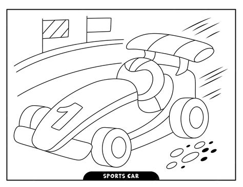 Dibujos De Coches Deportivos Para Colorear Para Niños Vector Premium