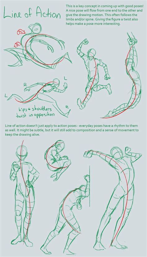 Line Of Action Examples How To Draw Action Lines Figure Drawing