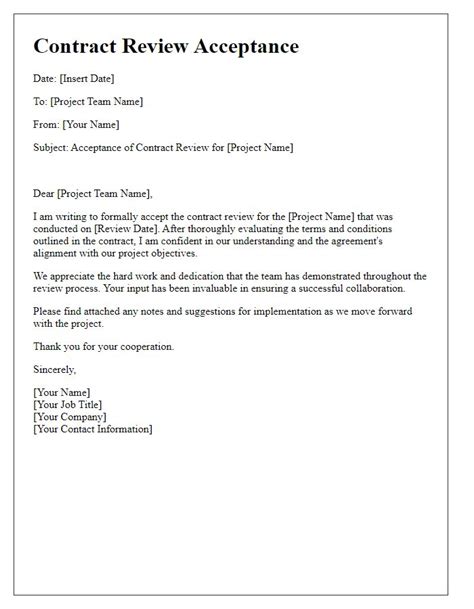 Letter Template For Contract Review Acknowledgment Free Samples In