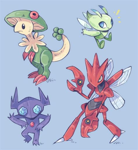 Celebi Scizor Sableye And Breloom Pokemon Drawn By Graskip Danbooru