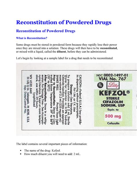 1341 Math Reconstitution Of Powdered Drugs Reconstitution Of Powdered