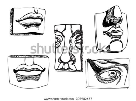 Drawing Casts Art Study Classical Plaster Stock Vector Royalty Free