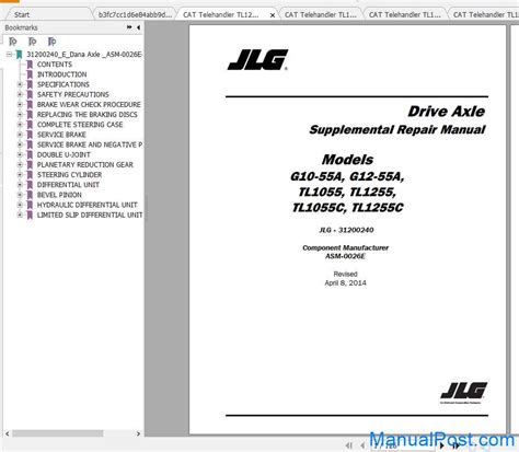 Cat Telehandler Tl1255 Operation Parts And Maintenance Manual Manualpost Instant Download