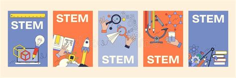 Stem Concepts Illustrated With Geometric Shapes Scientific Tools And