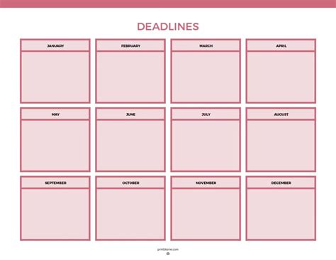 Deadline Calendar Templates 24 Free Due Date Pdfs